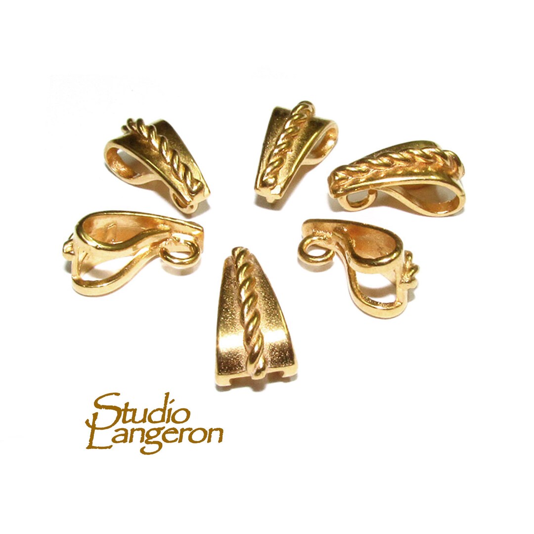 14K Yellow Gold Filled Swirl Design Pendant Bail, Bail With Hook ...