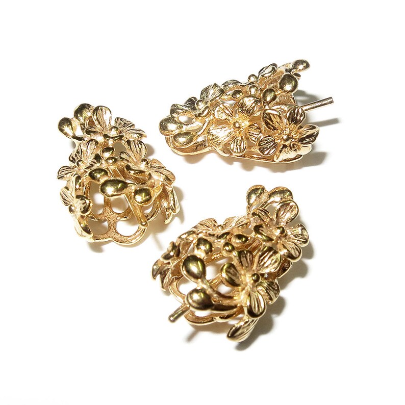 14K Yellow Gold Filled Large Flower Eye Pearl Component | Etsy