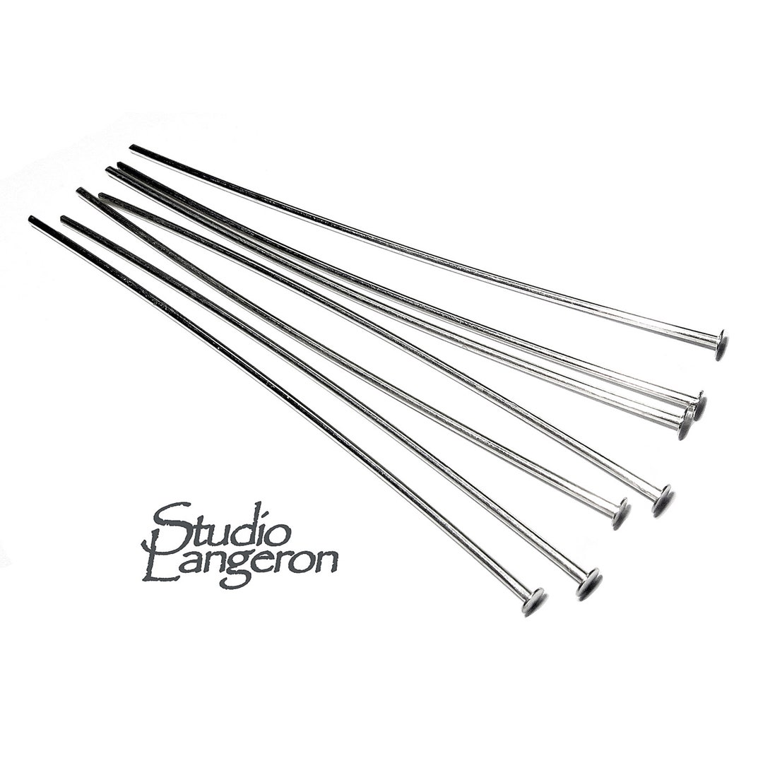 5 Pcs 925 Sterling Silver Pins Flat Head Different Sizes, Sterling ...