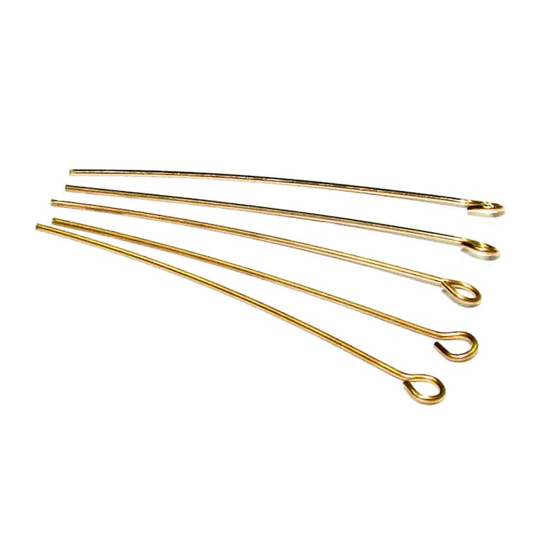 14K Solid Gold Eye Pins 24 Ga (0.5 Mm) Size 13, 25, 32, 38, 50, 75 Mm ...