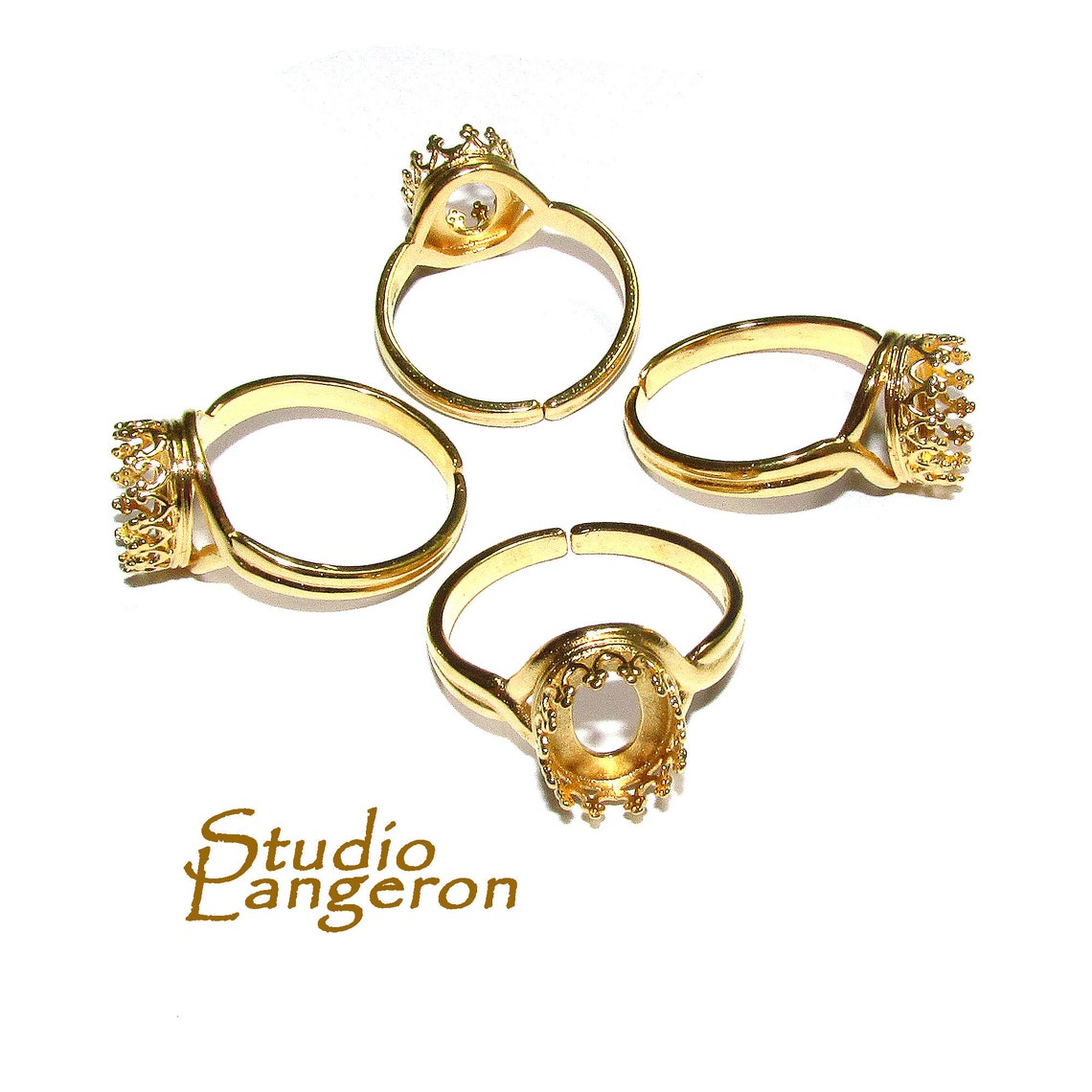 14K Yellow Gold Filled Open Blank Ring With Bezel Cup 8x10 Mm - Etsy