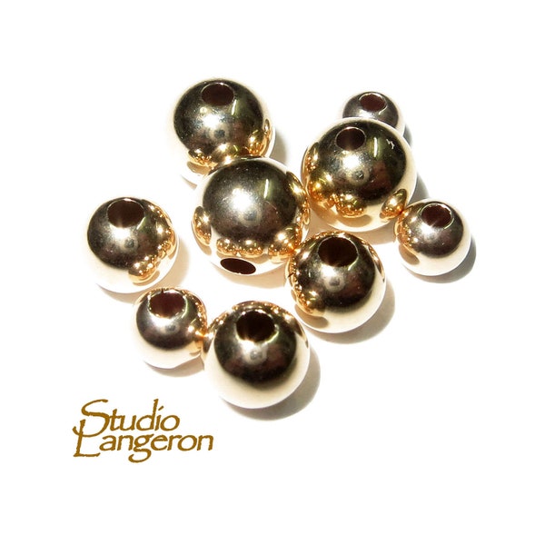 14K Yellow Solid Gold Round smart Beads With Silicone Size 4, 5, 6 Mm ...