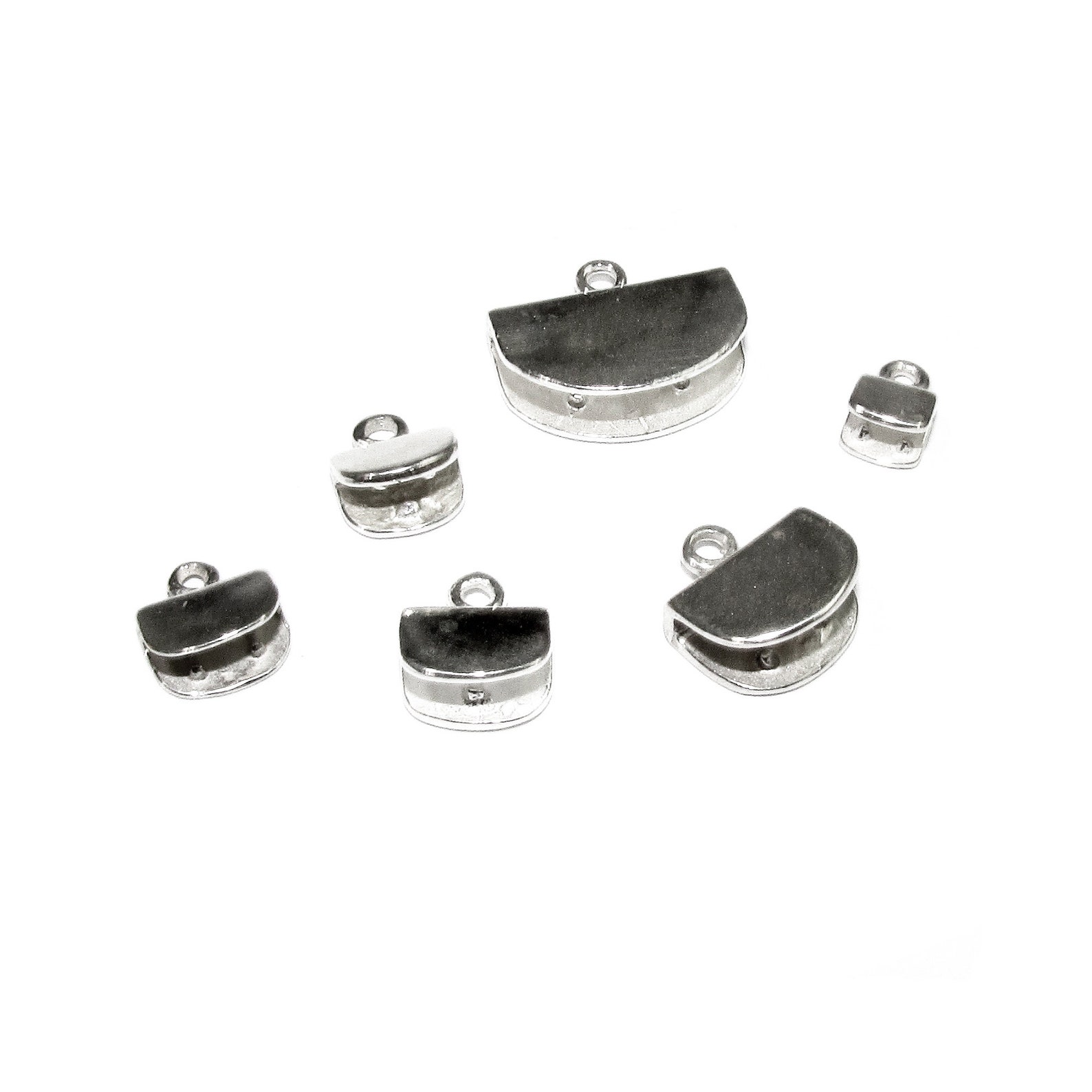 925 Sterling Silver Pinch End Caps, Jewelry Making, Flat End Cap, Cord ...