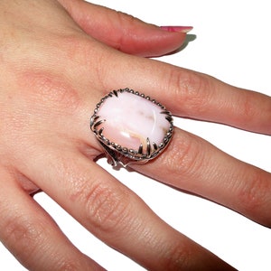Statement Natural Peruvian Pink Opal Ring 925 Sterling Silver Size 8 ...