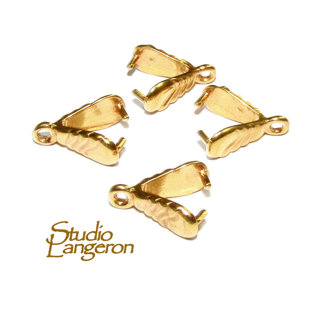 14K Yellow Gold Filled Pinch Pendant Bail, Jewelry Making, Bail With ...