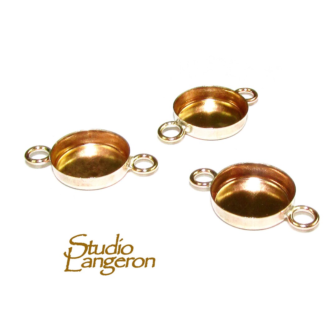 14K Solid Yellow Gold Bezel Cups With Two Rings Size 5 Mm, Bezel Cup ...