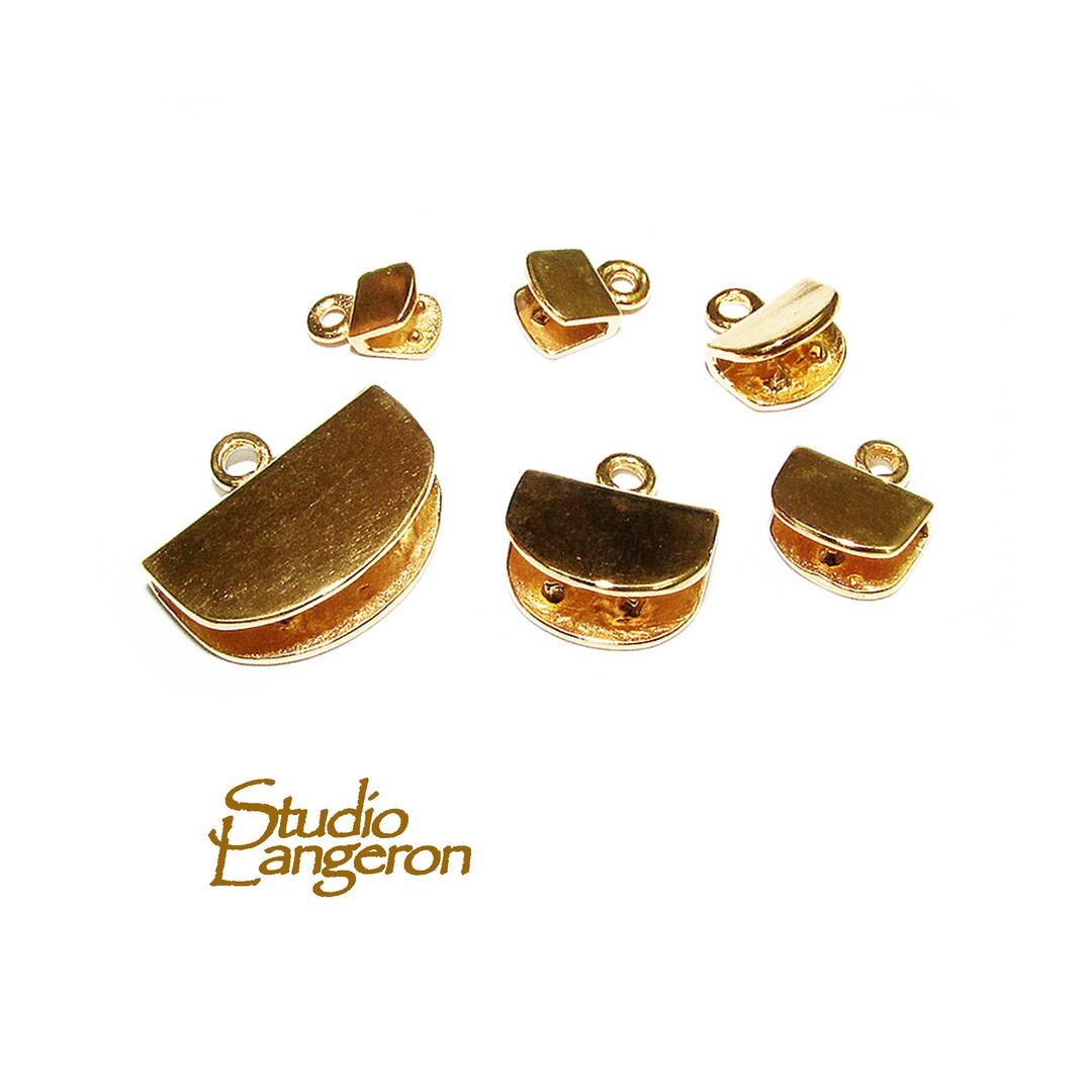 14K Gold Filled Flat Pinch End Caps Flat End Caps Size 4.0, 5.0, 7.0, 8 ...