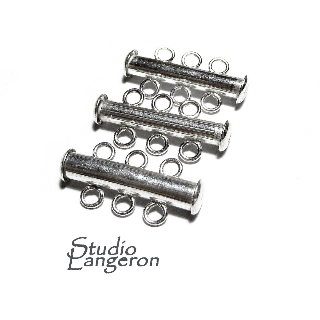 925 Sterling Silver Tube Bar Clasp 3-hole Size 4.3x22 Mm, Silver Clasps ...