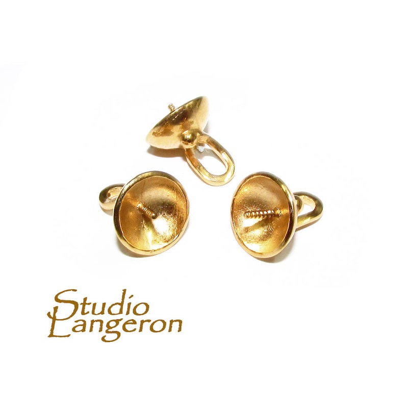 14K Yellow Gold Filled Large Screw Eye Pearl Component - Etsy