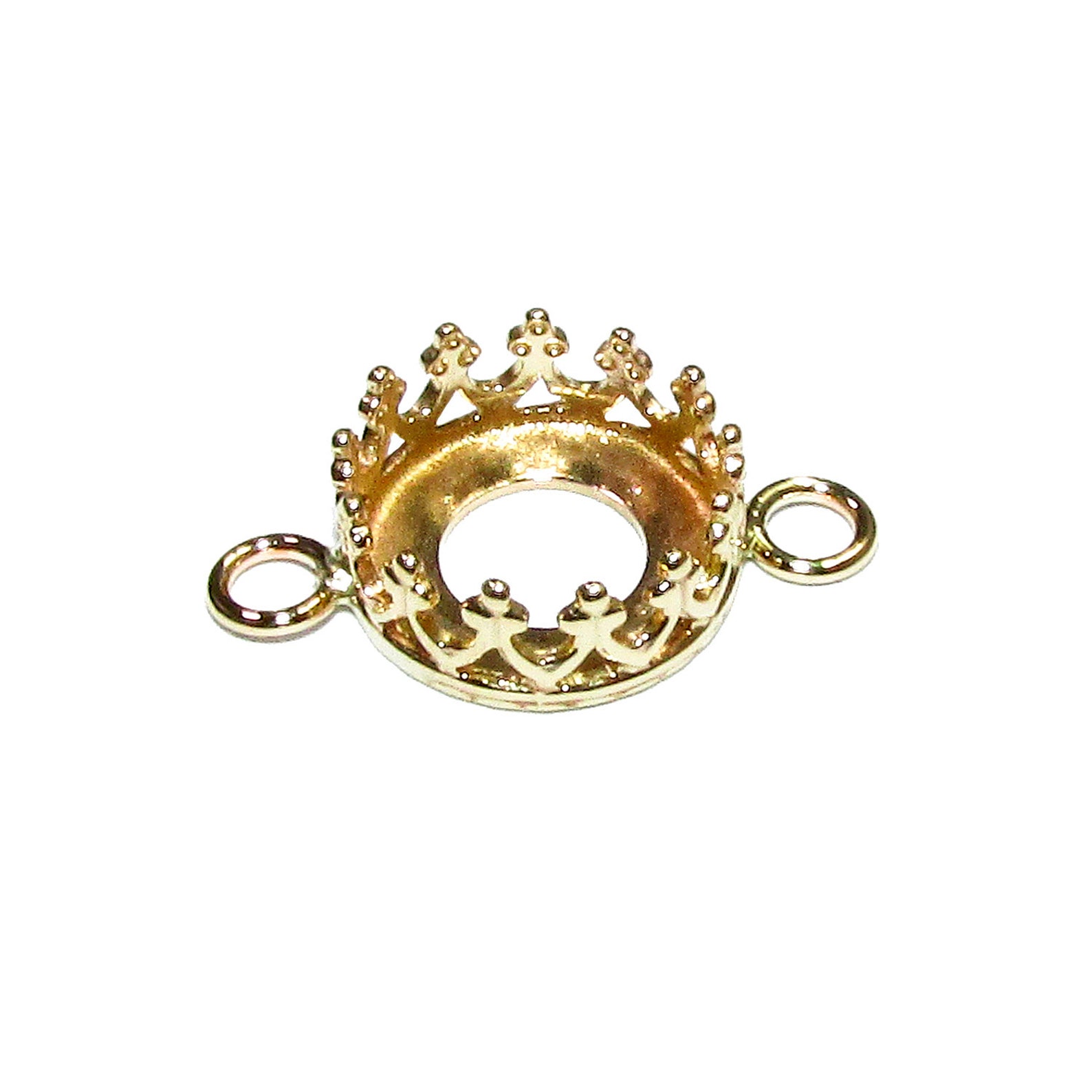 14K Solid Yellow Gold Bezel Cups Size 8 Mm With Two Rings, Bezel Cup ...