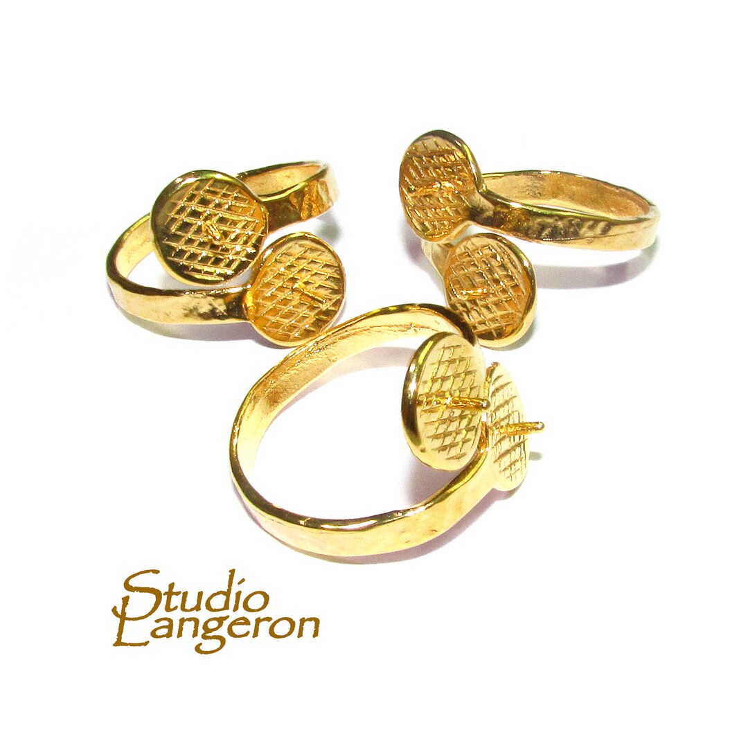 14K Yellow Gold Filled Open Blank Ring With Two Platform With Pin for ...