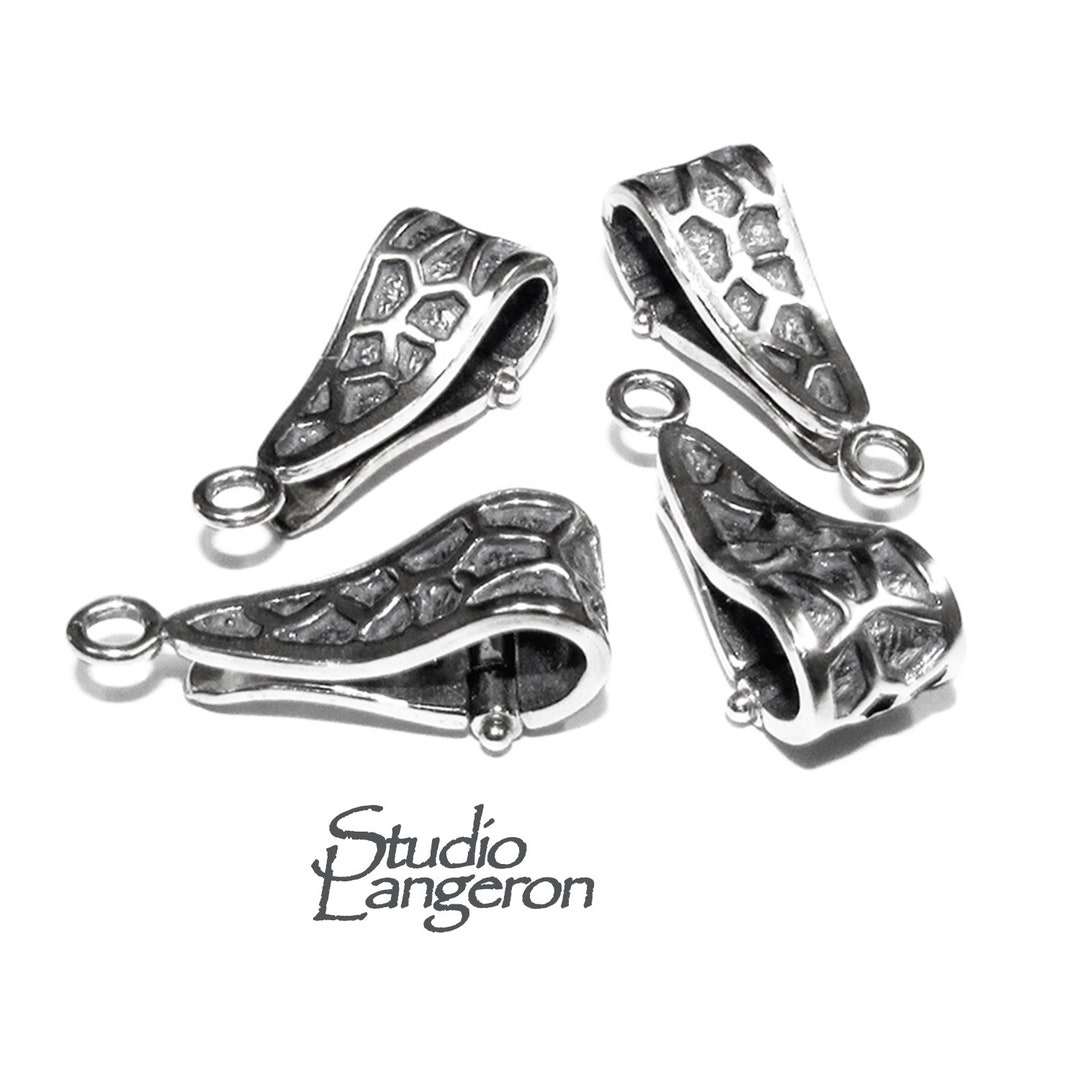 925 Sterling Silver Large Pendant Bails With Button, Sterling Silver ...