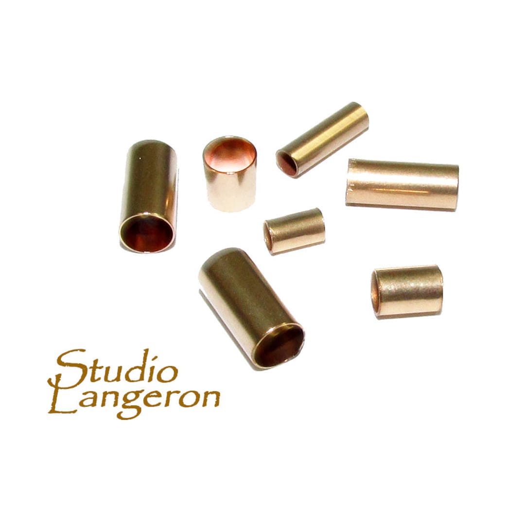 14K Solid Gold Bead Tubes Different Sizes, Tube Beads, Tubes Gold, Tube ...