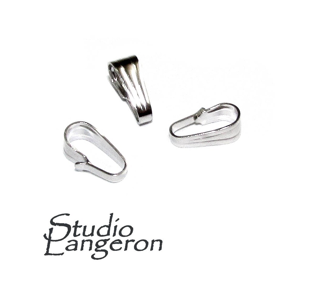 14K Solid White Gold Snap-on Medium 7.2x3.0 Mm Pendant Bail, Solid Gold ...