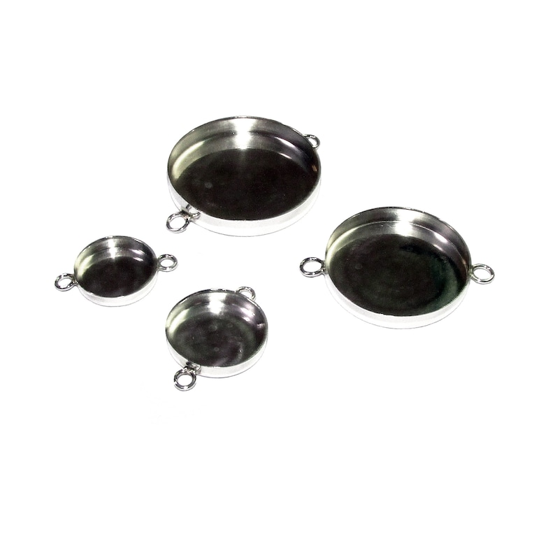 925 Sterling Silver Round Bezel Cups With Two Closed Loops Sizes 6 - 30 ...