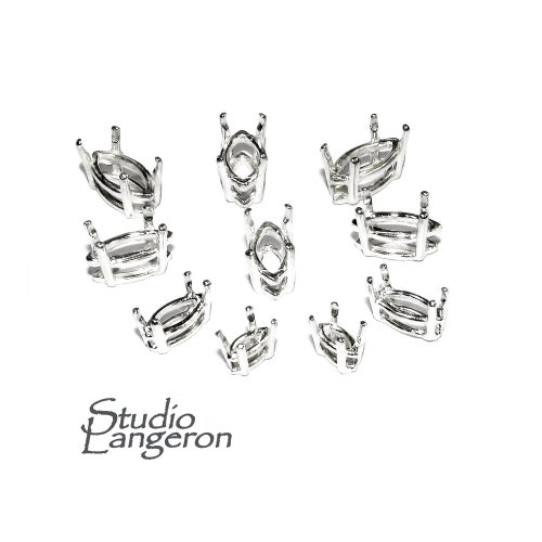 925 Sterling Silver Rectangular 4-prong Settings Different - Etsy