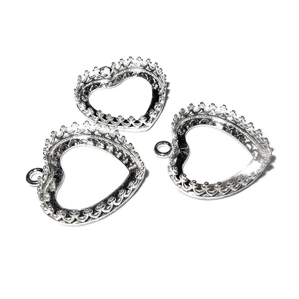 925 Sterling Silver Small Heart Blank Pendant Setting 16x18 - Etsy ...