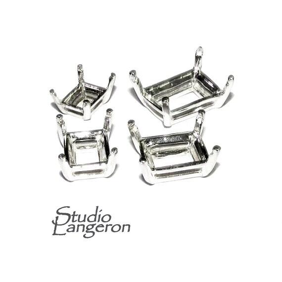 925 Sterling Silver Rectangular 4-prong Settings Different - Etsy