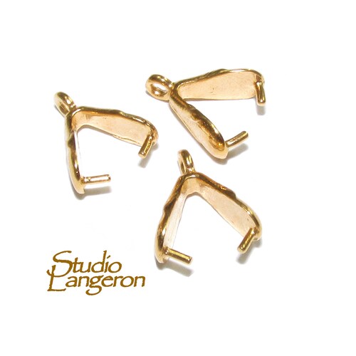 14K Yellow Gold Filled Pinch Pendant Bail Bail With Hook | Etsy