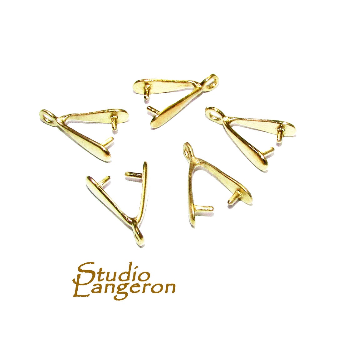 14K Yellow Solid Gold Pinch Pendant Bail, Bail With Loop, 14K Solid ...