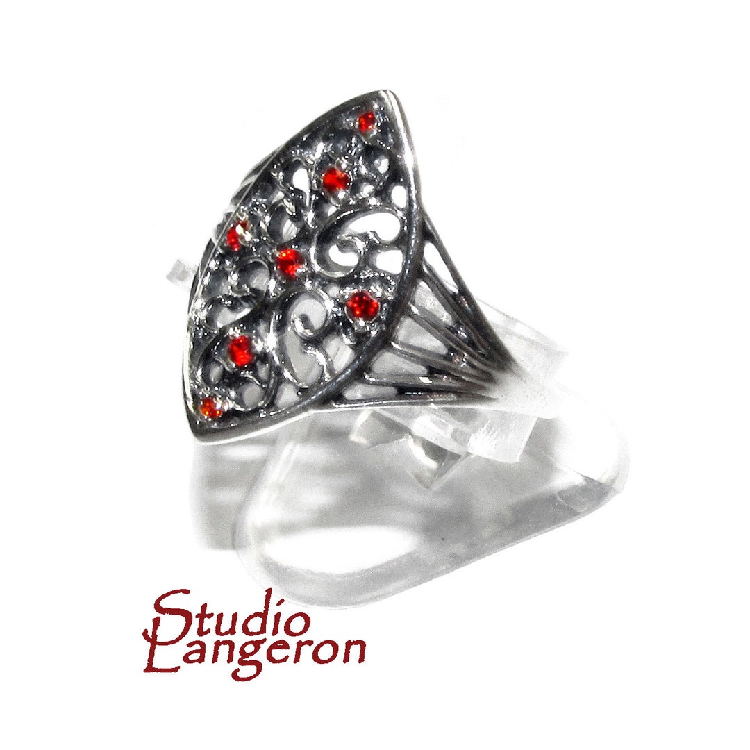 Statement Red Topaz Ring 925 Sterling Silver Size 8, Handmade Ring ...