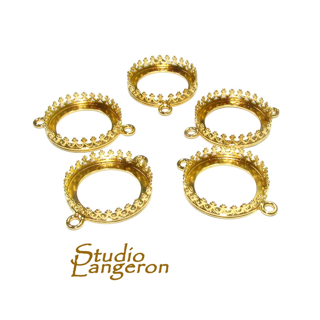 18 Mm Size 14K Yellow Gold Filled Round Bezel Cup With Two Rings, Bezel ...