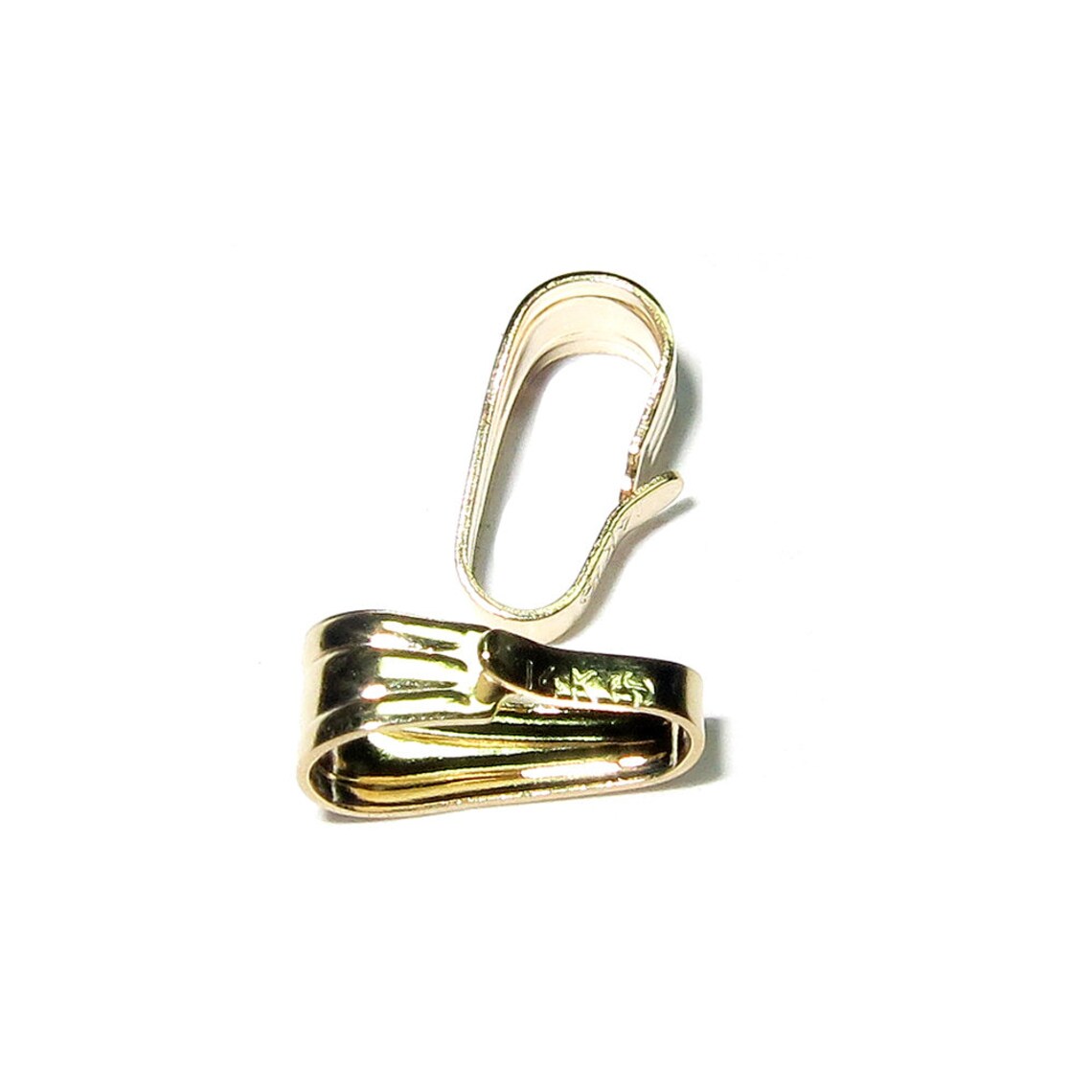 14K Solid Gold Snap-on Small 5.2x2.0 Mm Pendant Bail, Solid Gold Snap ...