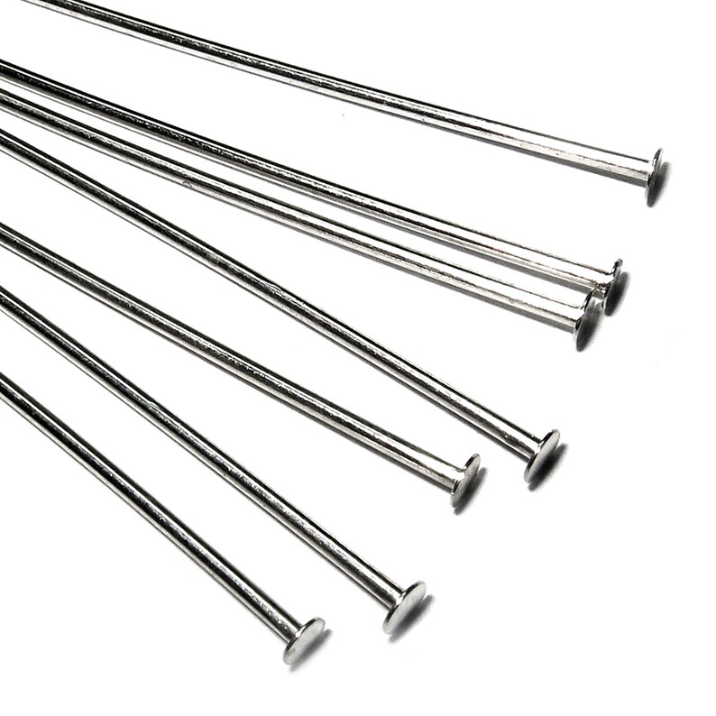 5 Pcs 925 Sterling Silver Pins Flat Head Different Sizes, Sterling ...