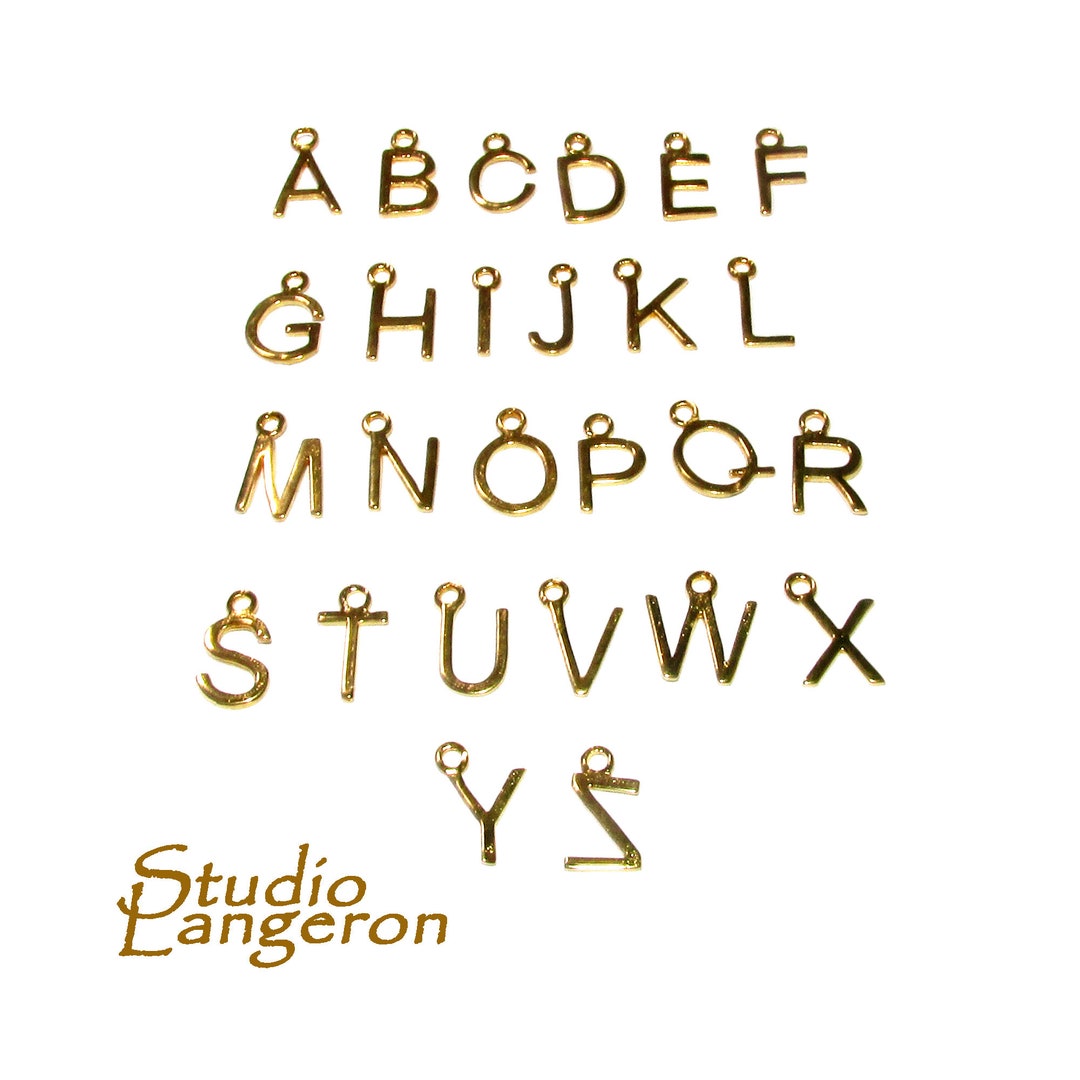 14K Gold Filled Letter Pendants, Jewelry Making, Letter Charms ...