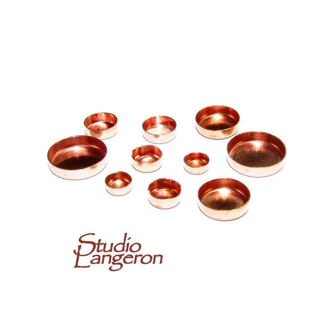 Copper Round Bezel Cups Sizes 3, 4, 5, 6, 8, 10mm, Bezel Cup, Jewelry ...