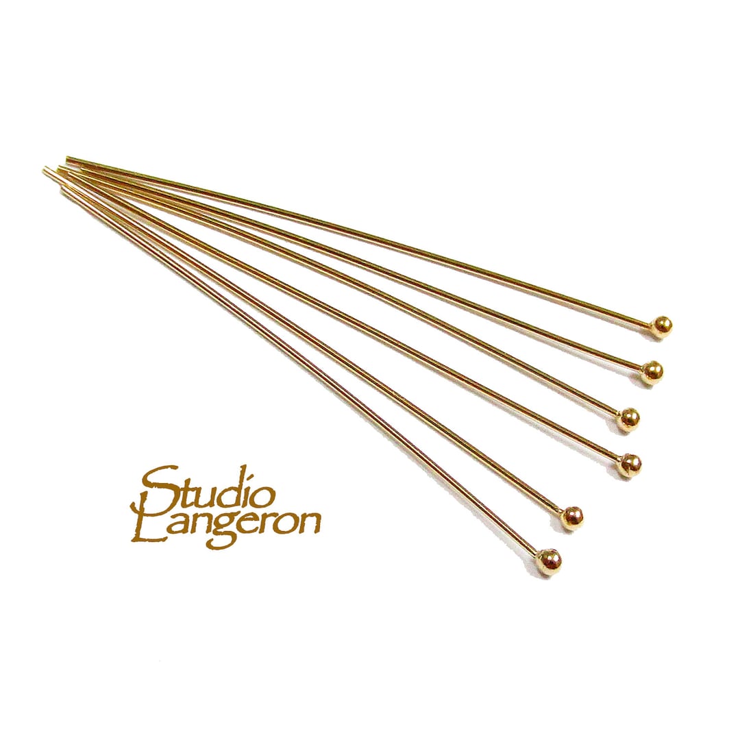 5 Pcs/pkg 14K Yellow Gold Filled 1.5 Mm Ball Head Pins 24 GA (0.5 Mm ...