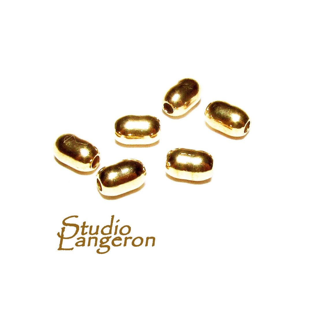 14K Solid Gold Seamless Oval Beads Size 3.0x5.0 Mm, Solid Gold Beads ...