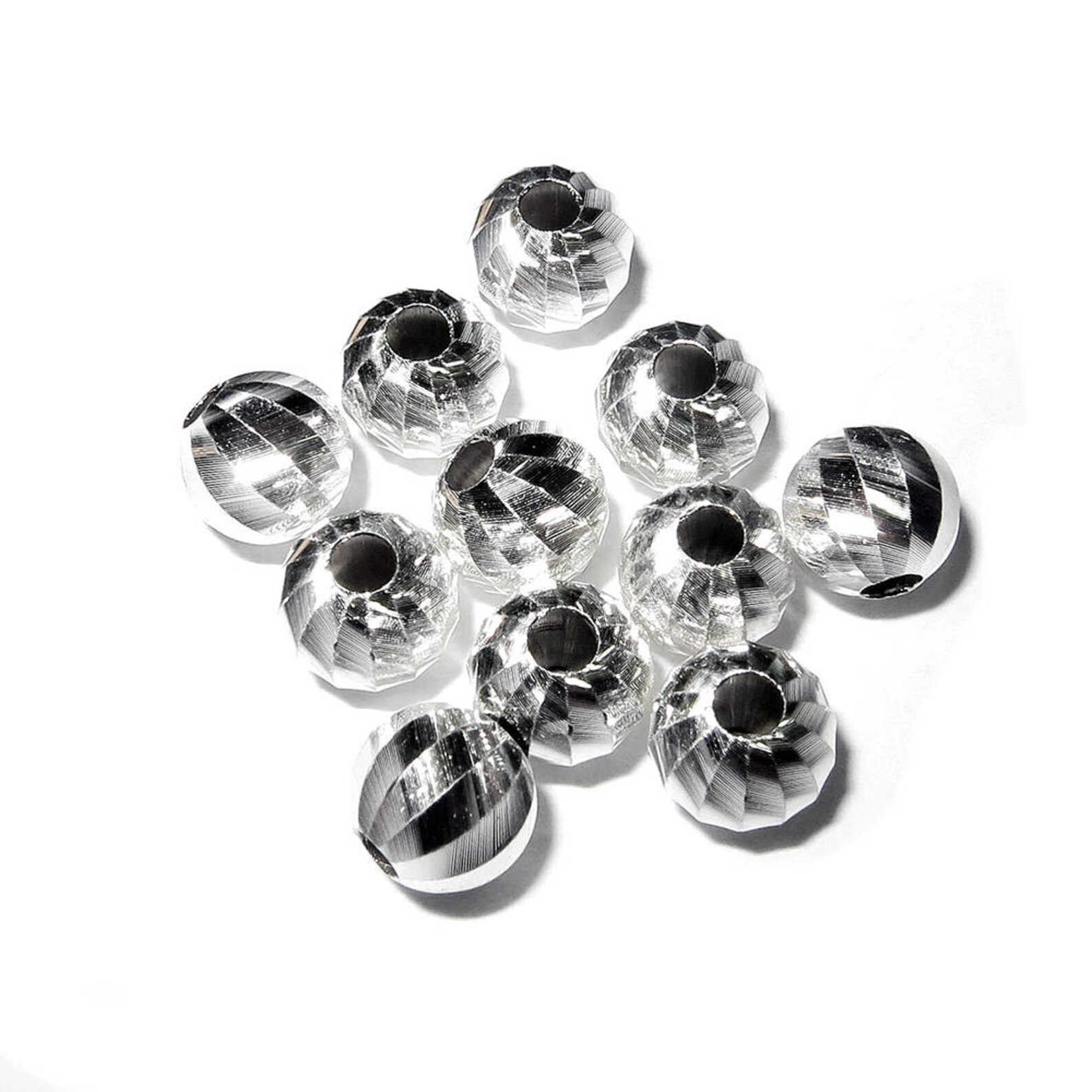 925 Sterling Silver Diamond Cut Beads Size 6 Mm Diamond Cut - Etsy