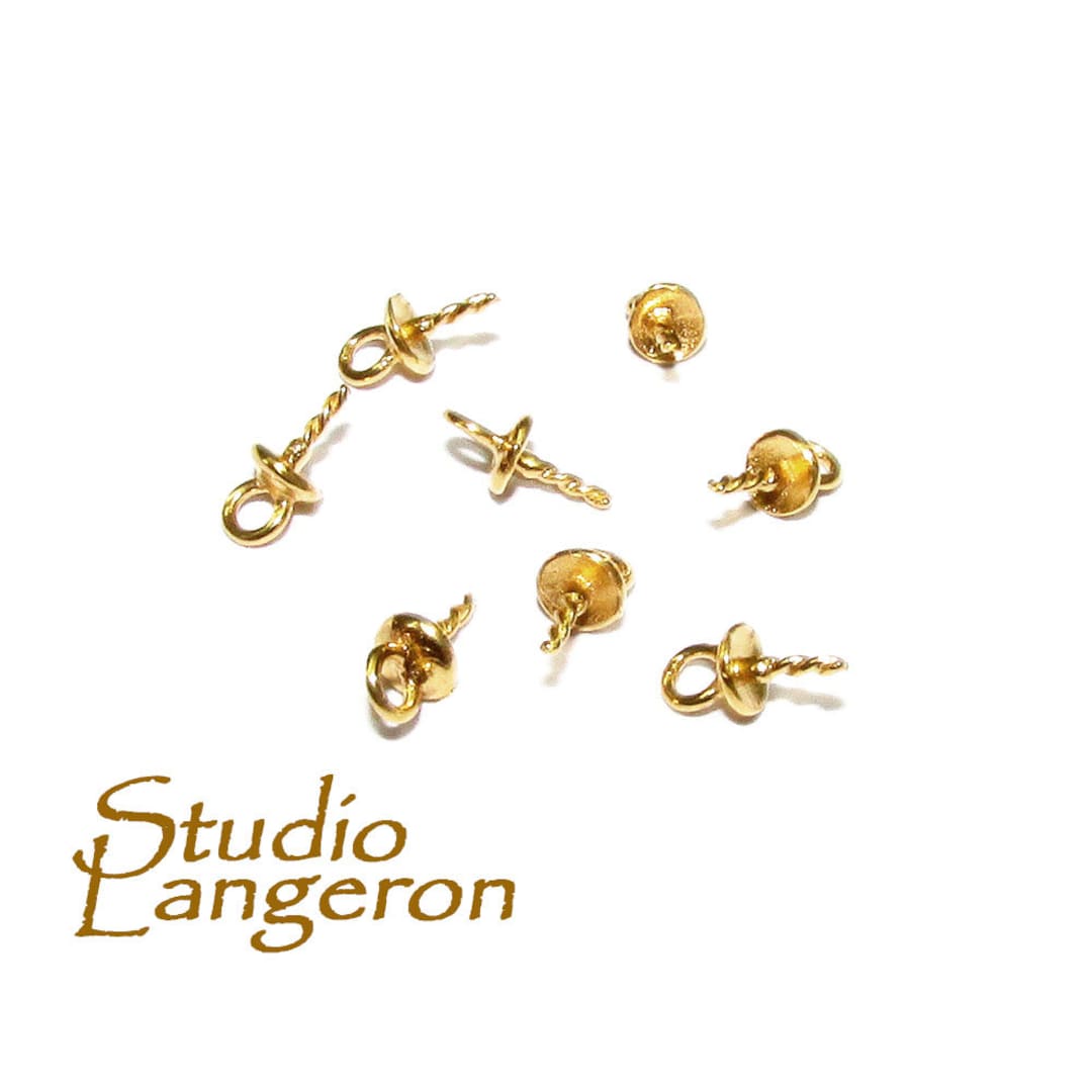 14K Yellow Gold Filled Screw Eye Pearl Bead Caps Size 3 Mm, Gold Filled ...
