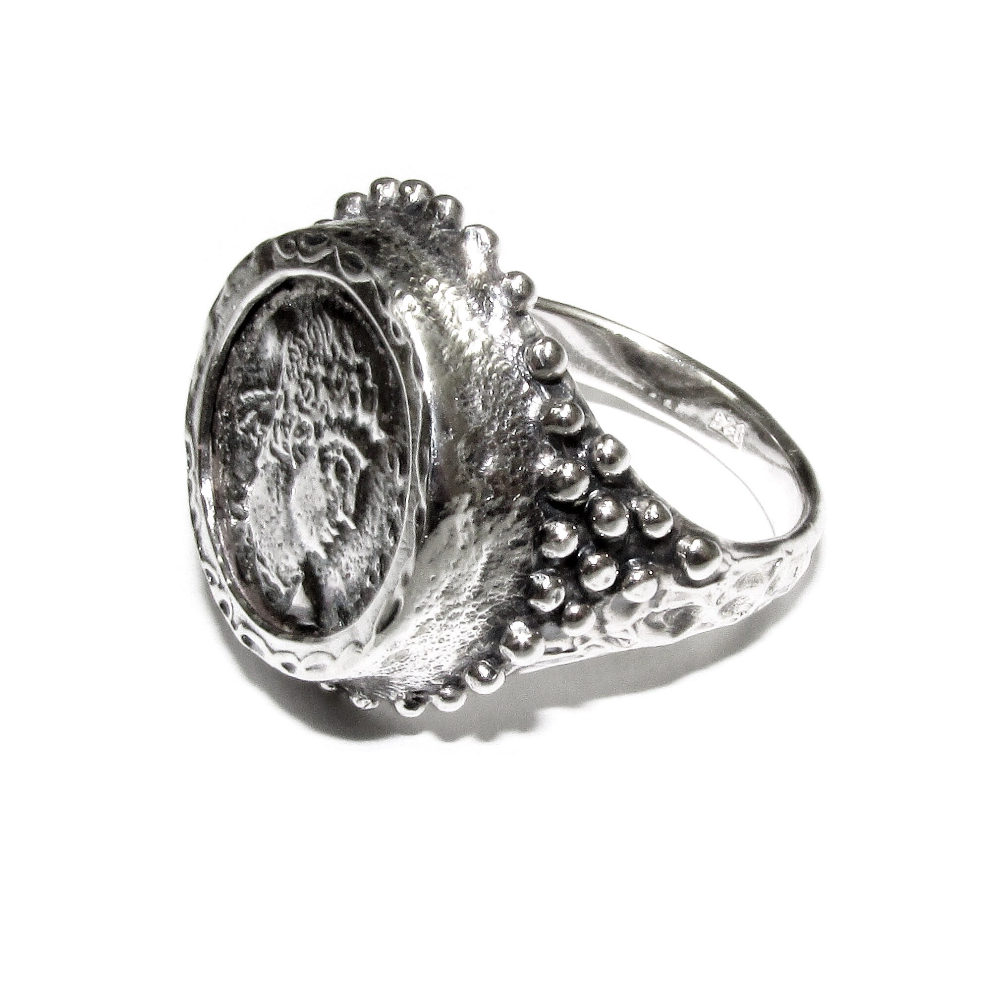 Antique Coin Ring 925 Sterling Silver Size 8 1/2 Handmade - Etsy
