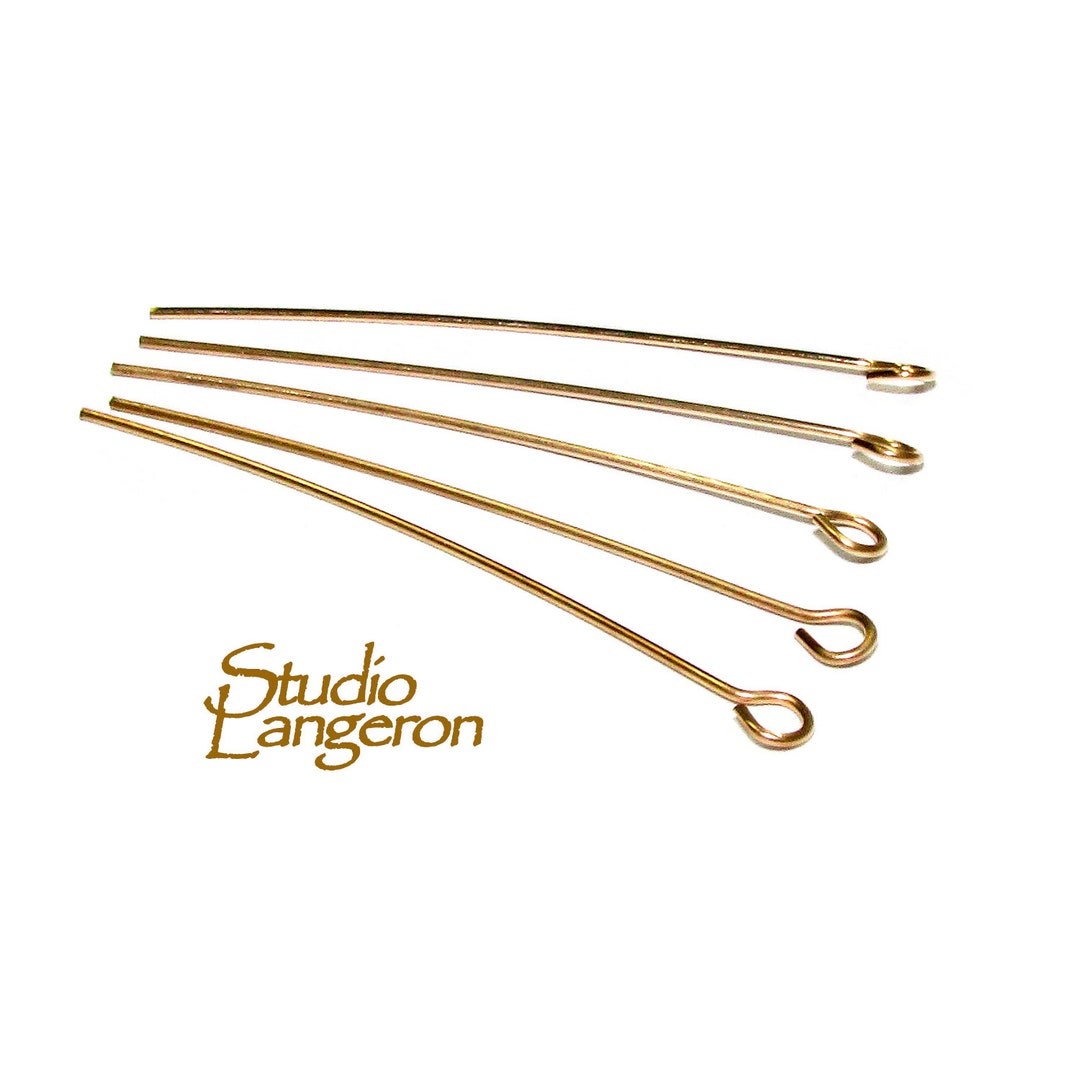 10 Pcs 14K Yellow Gold Filled Eye Pins 24 Ga (0.5 Mm) Size 20, 35, 38 ...