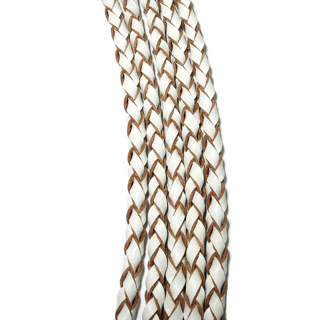 3.0 Mm Natural White Braided Leather Cord, Leather Cord, Braided ...