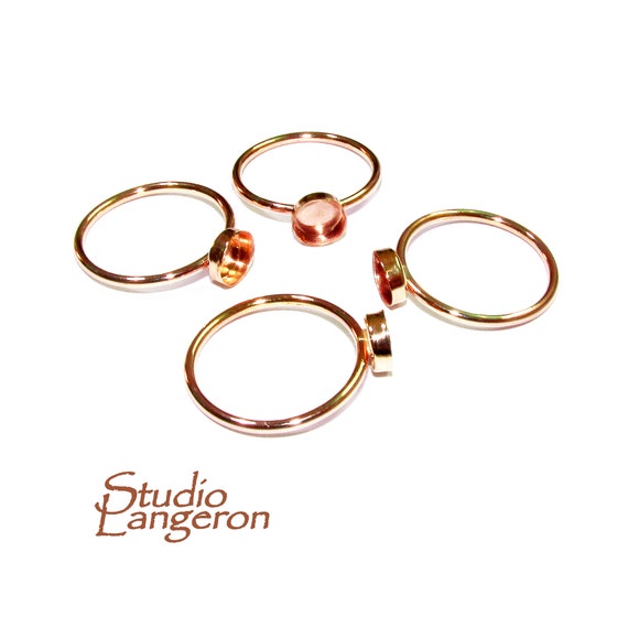 14K Rose gold filled blank ring with bezel cup 6 mm size 4 5 | Etsy