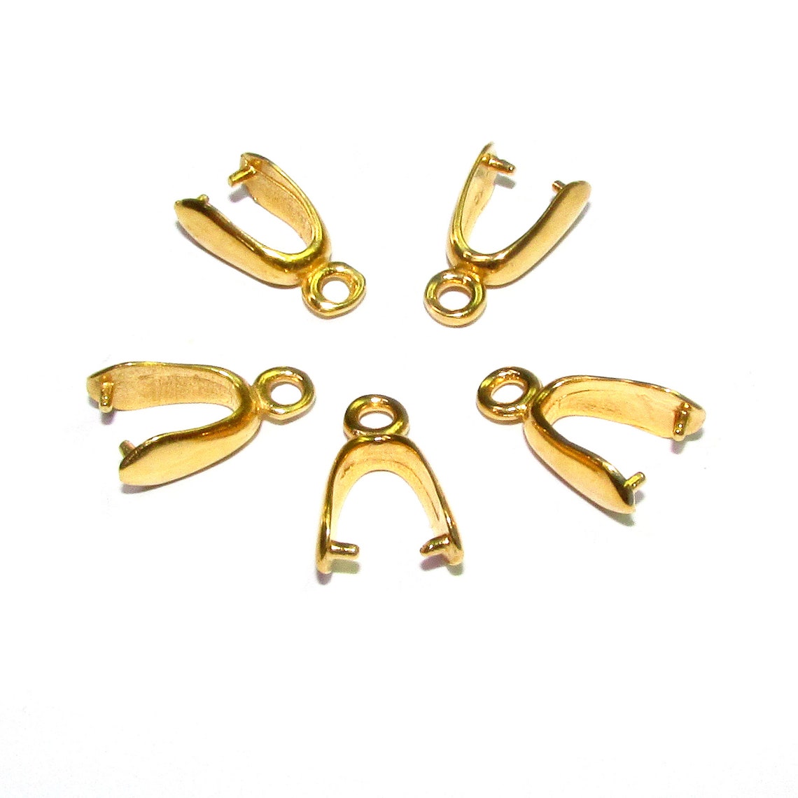 14K Yellow Gold Filled Large Pinch Pendant Bail, Jewelry Making, Bail ...