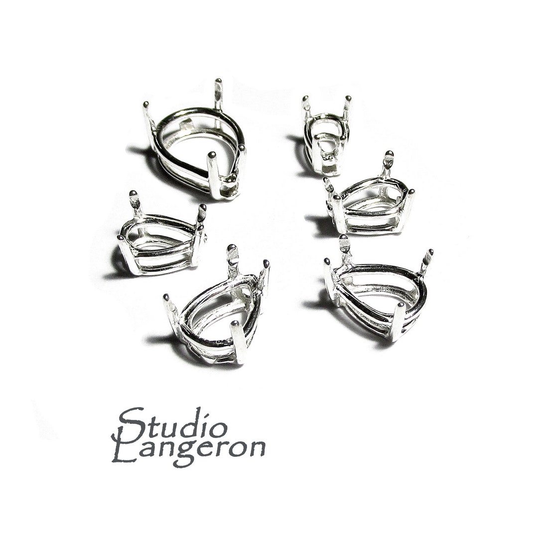 925 Sterling Silver Pear Basket 4-prong Settings Size 6x4, 7x5, 8x5 ...