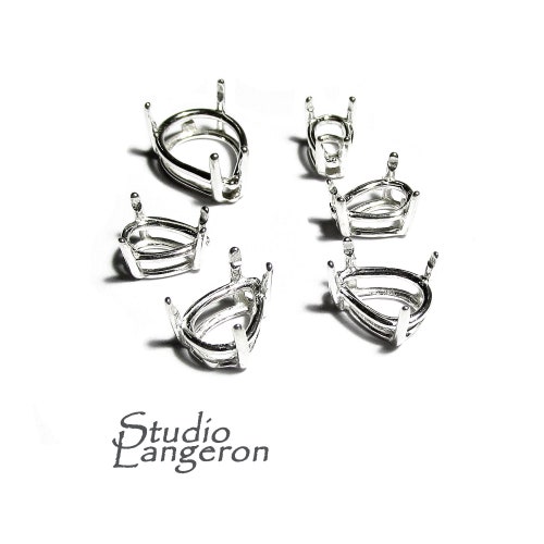 925 Sterling Silver Rectangular 4-prong Settings Different - Etsy