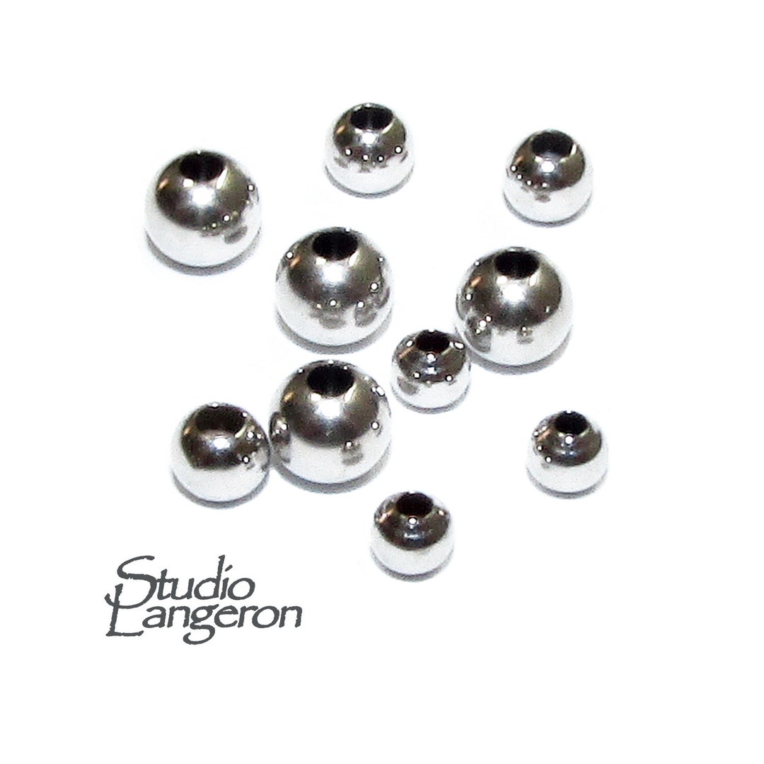 14K White Solid Gold Seamless Round Beads Size 2 - 10 Mm, 14K Solid ...