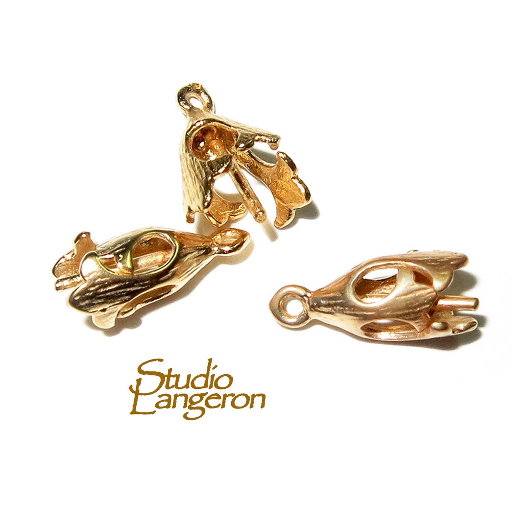 14K Yellow Gold Filled Decorative Bead Caps With Pin, Gold Filled ...