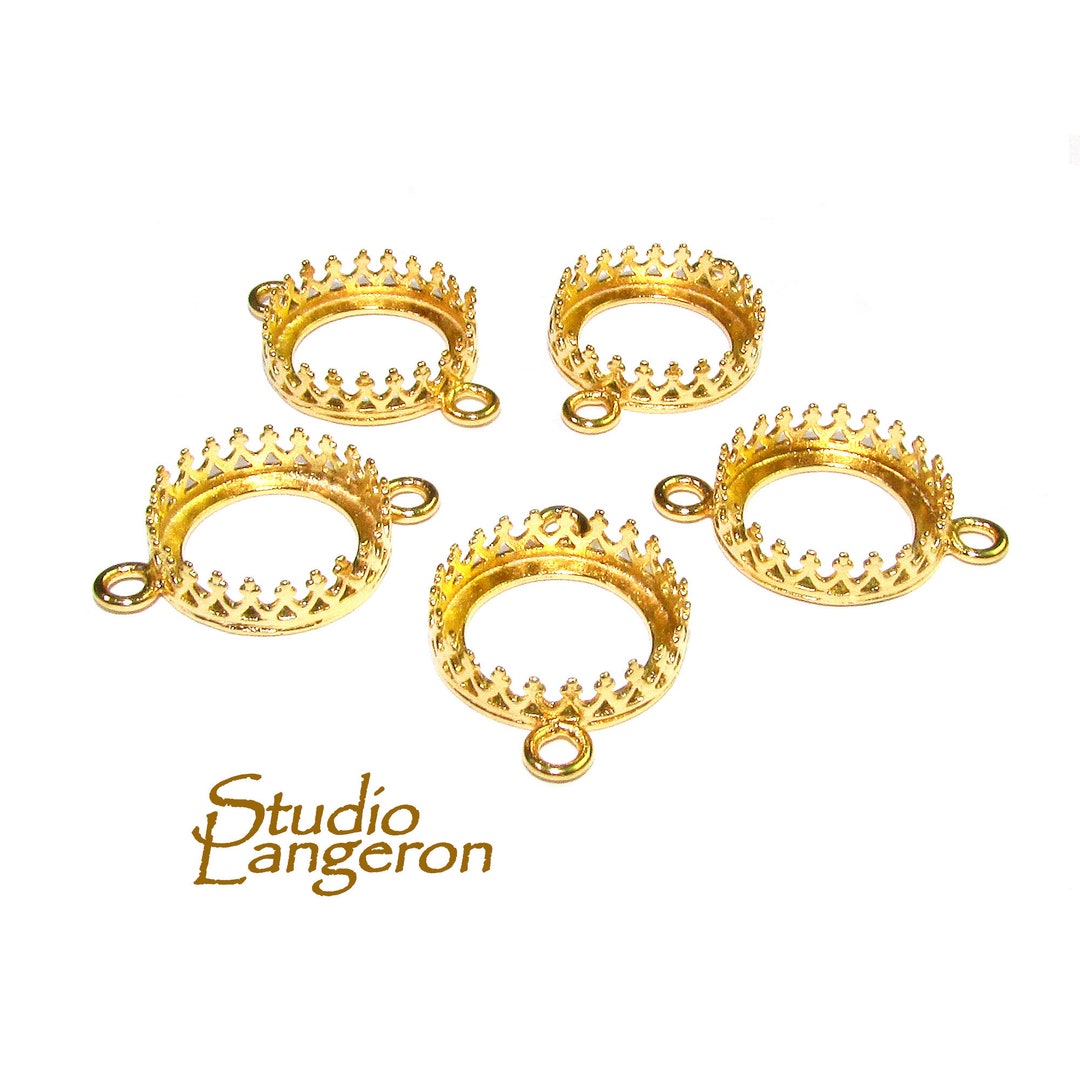 12 Mm 14K Yellow Gold Filled Round Bezel Cup With Two Rings, Bezel Cup ...