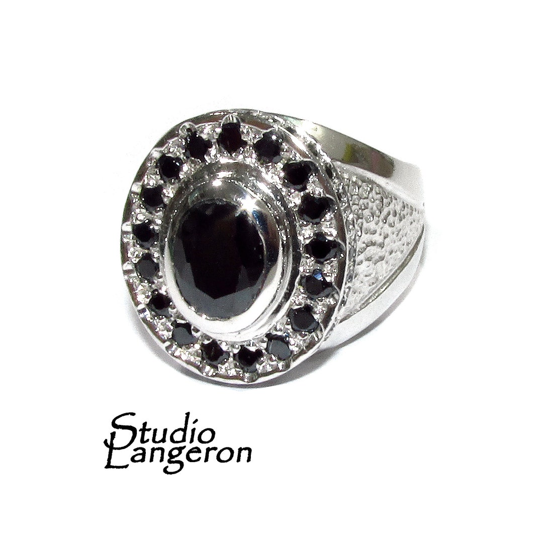 Black Onyx Man Ring 925 Sterling Silver Size 11, Single Copy, Solid ...