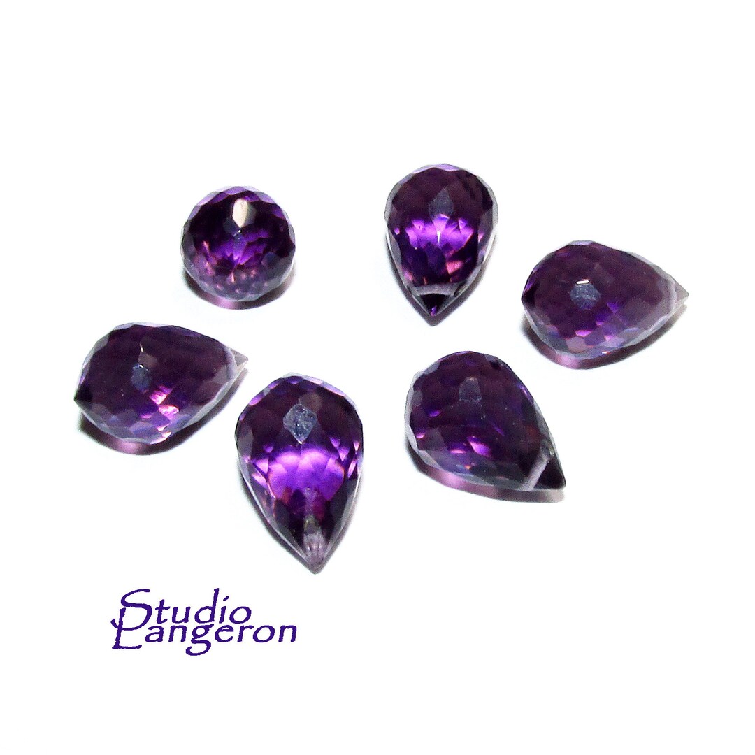 Natural Amethyst Teardrop Faceted Beads Size 10x7 Mm, Amethyst Gemstone ...