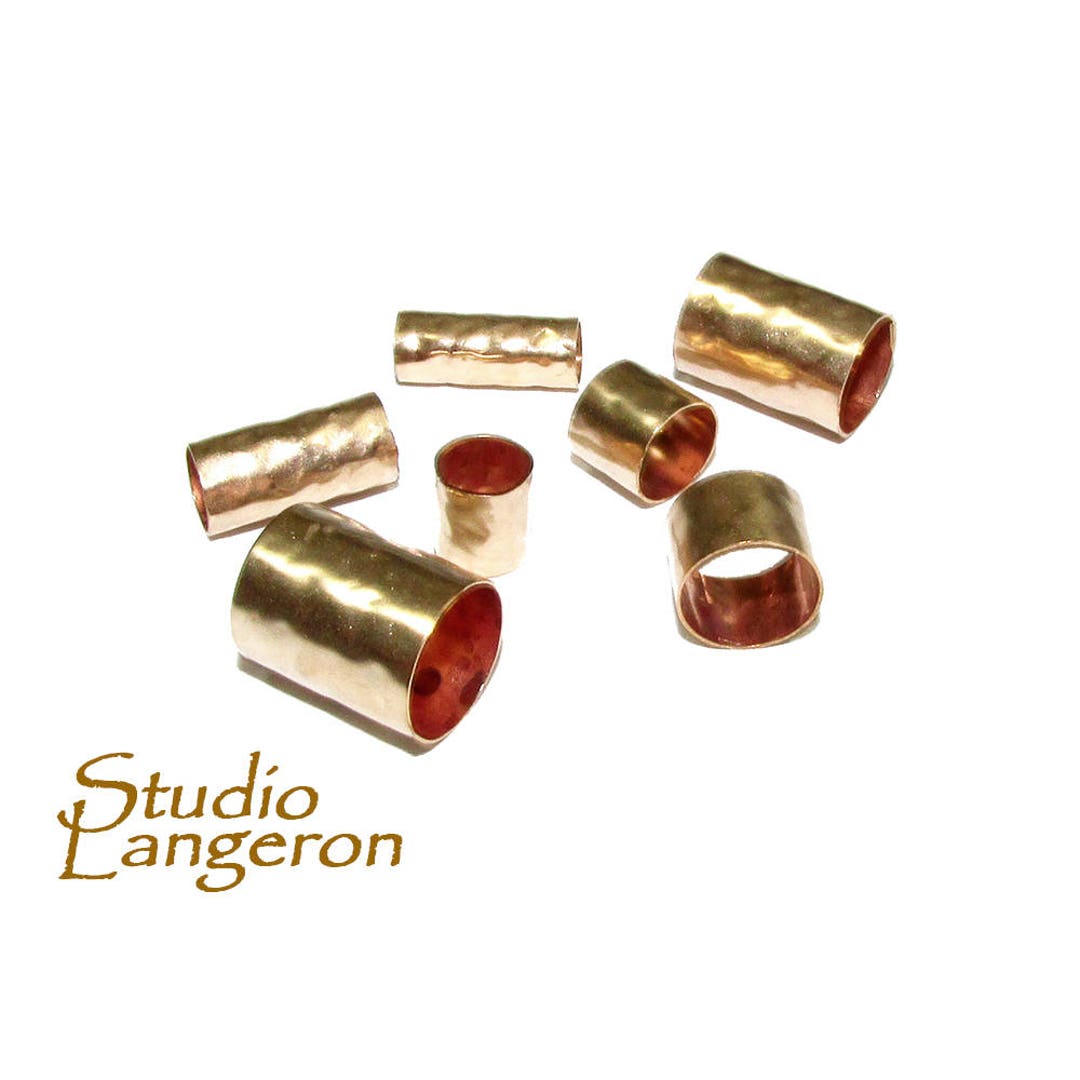 14K Gold Filled Bead Hammered Tubes Different Sizes, Tube Beads, Tube ...