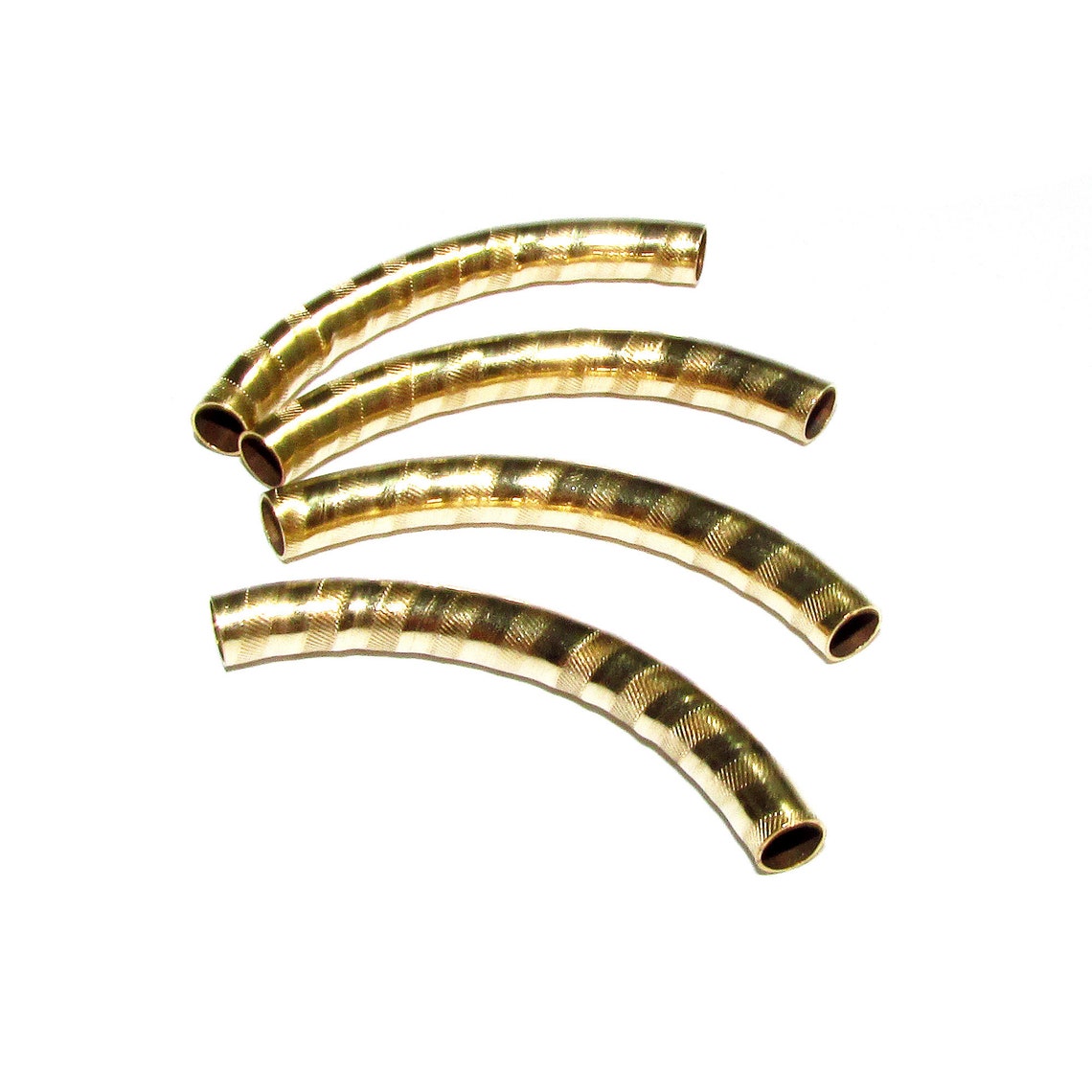 14K Gold Filled Pattern Curved Tube Beads Size 4 X38 Mm, Tubes Gold ...