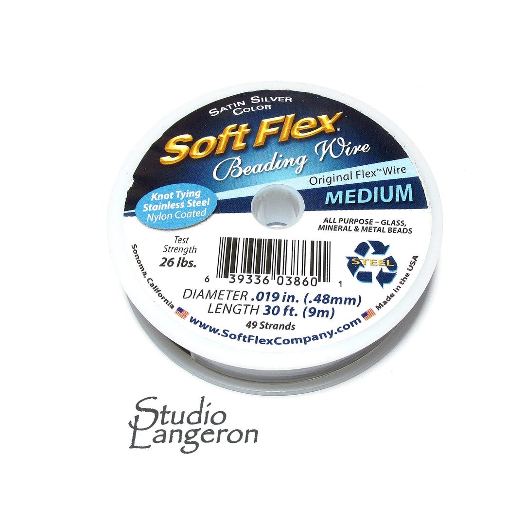 Soft Flex Fine Beading Wire .019 (0.48mm) Silver Color, Wire, Soft Flex ...