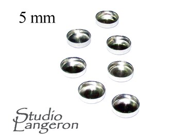 Sterling Silver Round Bezel Cups Flat Base Pre Made Silver Bezel Cup ...